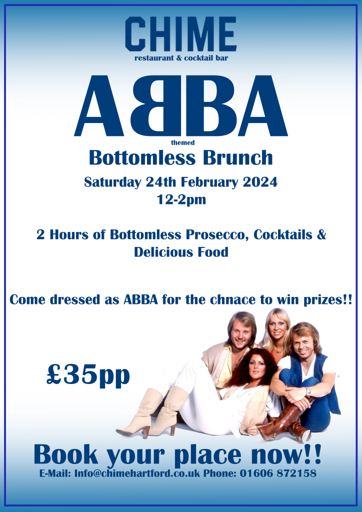 Chime Hartford | ABBA Themed Bottomless Brunch!!!!! Chime Hartford | ABBA Themed Bottomless Brunch!!!!!